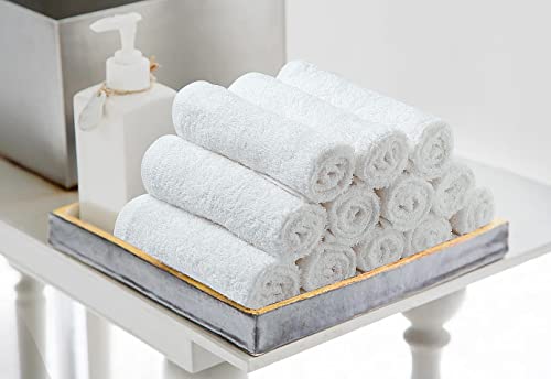 Avalon Towels Cotton Washcloths β (Pack of 24) Size 12x12 Inches Premium Ring Spun Cotton, Super Absorbent Soft Face Towels, Gym Towels, Hotel Spa Quality, Reusable Multipurpose Towels (White)