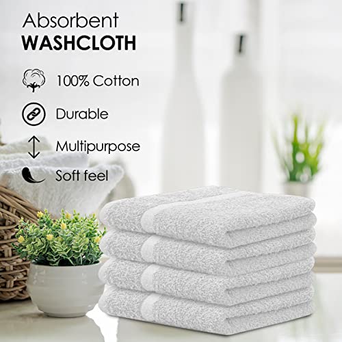 Avalon Towels Cotton Washcloths β (Pack of 24) Size 12x12 Inches Premium Ring Spun Cotton, Super Absorbent Soft Face Towels, Gym Towels, Hotel Spa Quality, Reusable Multipurpose Towels (White)