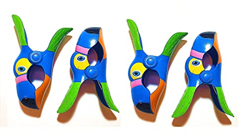 C&H Beach Tower Clips, Beach Towel Holders, Clips, Beach, Patio or Pool Accessories, Portable Towel Clips, Chip Clips, Secure Clips, Toucan Style (2 Set Per Order)