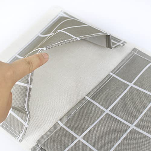 KINGREE 3Pcs Wall Closet Hanging Storage Bag, Premium Linen Fabric Over The Door Organizer, Hanging Storage Pouches with 3 Pockets for Bedroom Bathroom - Waterproof & Stylish(Grid)