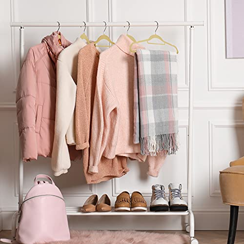 NesTidy Ladies Velvet Hangers 60 Pack, 16.5" Non-Slip Felt Hangers with Swivel Hook, Space Saving Hangers Flocked Hangers for Coats, Sweaters, Jackets, Pants & Dress Clothes(Ivory)