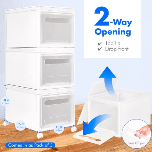 Goodies Lab Plastic Storage Bins With Lids + Shoe Boxes Clear Plastic Stackable - Storage Containers For Organizing + Shoe Organizer For Closet, Hat Organizer Closet Shoe Organizer Shoe Box