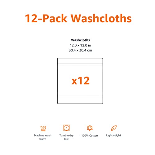Amazon Basics Cosmetic Friendly Washcloths - 12-Pack, Carnation Blush