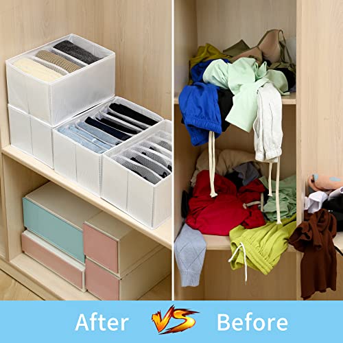 Upgrade 4Pcs Wardrobe Clothes Organizer, Clothing Organizer and Storage for Jeans/Pants/Shirt/Folded Clothes/Leggings/Baby/Underwear, Home Bedroom Drawer Closet Organizer,Multi-compartment