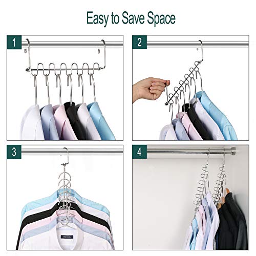 GEFTOL Metal Space Saving Hangers 12 Slots New Version Hanger Magic Cascading Hanger Closet Wardrobe Clothes Organizer(4 Pack)
