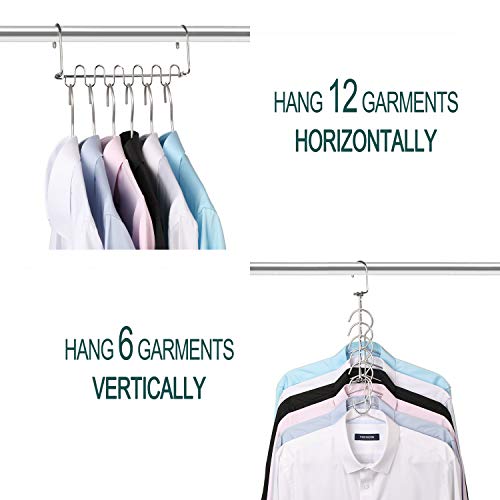 GEFTOL Metal Space Saving Hangers 12 Slots New Version Hanger Magic Cascading Hanger Closet Wardrobe Clothes Organizer(4 Pack)