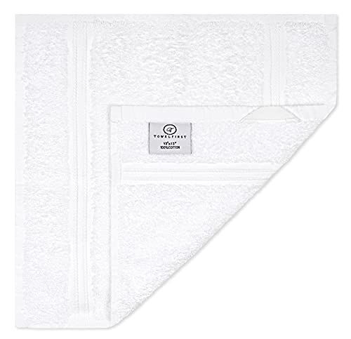 TowelFirst Luxury Washcloth Set with Loop to Hang, 6 Pack, 13 x 13 Inches, 100% Cotton, Ultra Soft and Highly Absorbant