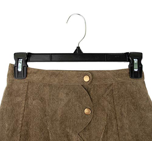Hangon Recycled Plastic with Ridged Clips Pants Hangers, 12 Inch, Black, 25 Pack