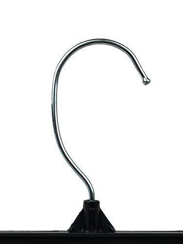 Hangon Recycled Plastic with Ridged Clips Pants Hangers, 12 Inch, Black, 25 Pack