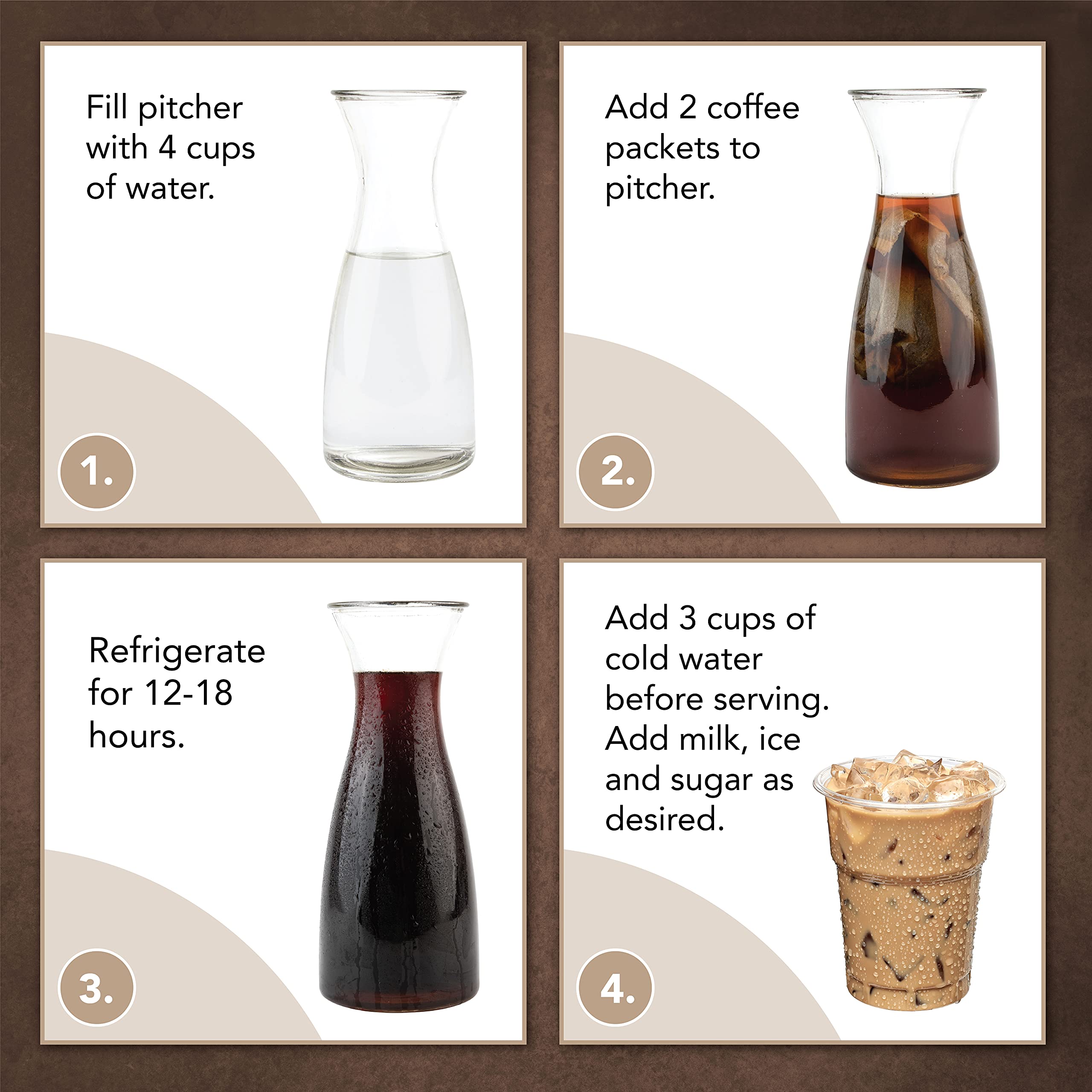 Birch Glen Roasters Ready to Go Cold Brew Coffee Bags - 4 Packets of Medium Roast Coarse Ground Coffee- No Machine Needed, Ready to Go Easy Cold Brewing Bags for Pitcher Servings- 100% Arabica Coffee - Kosher