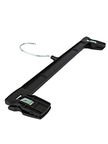 Hangon Recycled Plastic with Ridged Clips Pants Hangers, 12 Inch, Black, 25 Pack