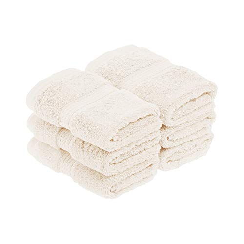 SUPERIOR Solid Egyptian Cotton Face Towel Set, 13" x 13", Cream, 6-Pieces