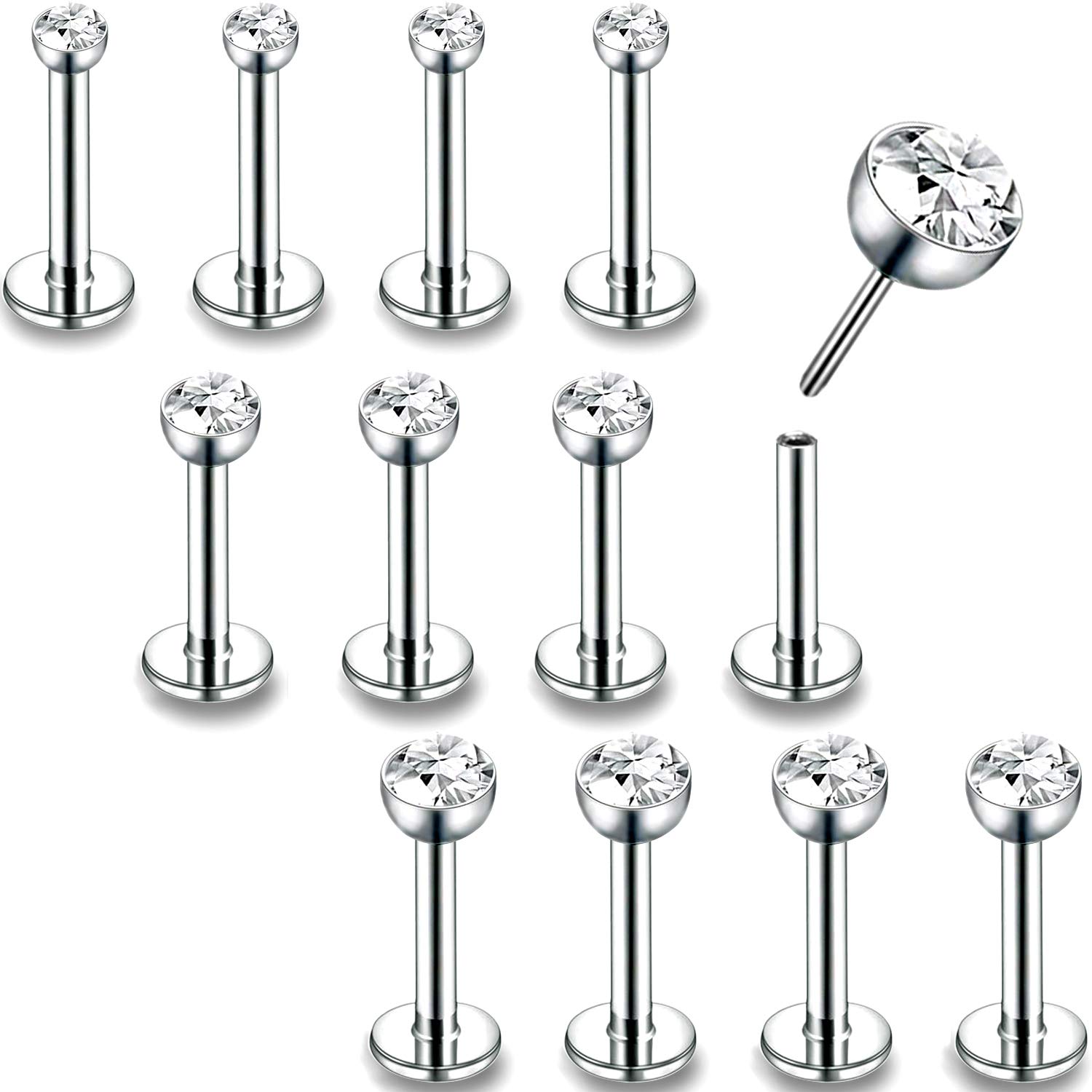 PunkTracker 16g/18g/20g Threadless Lip Rings Tragus Earrings Surgical Steel Helix Conch Cartilage Earrings Monroe Piercing Jewelry for Women Men Labret Studs