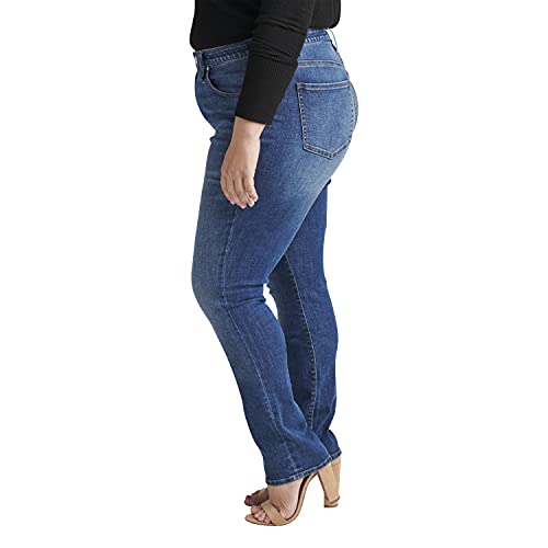 JAG Jeans Women's Plus Size Ruby Mid Rise Straight Leg Jeans, Thorne Blue, 16 Plus