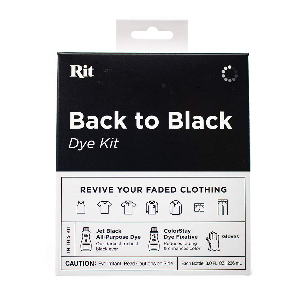 Rit Back to Black Dye Kit - Restore Your Faded Color Back to a Vibrant Black - Includes ColorStay Dye Fixative and Gloves