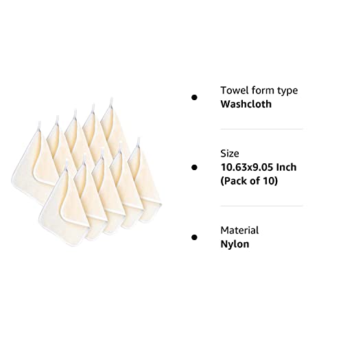 10 Packs Exfoliating Face and Body Wash Cloths Towel Weave Soft Bath Cloth Exfoliating Scrub Cloth Massage Bath Cloth for Women and Men (White Edge)