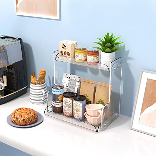 2 Tier Bathroom Countertop Organizer, Acrylic Vanity Tray for Spice Rack, Storage Shelf, Cosmetic & Make-up Storage, Under Sink Organizer for Bathroom, Kitchen, Living Room, Bedroom, Dressing Table