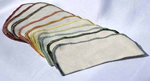 1 Ply Organic Flannel Washable Baby Wipes 8 x 8 Inches Set of 10 Earthtone Assortment