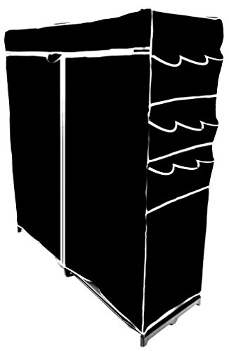 ATHome Lightweight, Durable, Sturdy, Dust and Moisture Proof, Easy Open T-Zipper, Portable Closet Wardrobe, 60 inches, Black