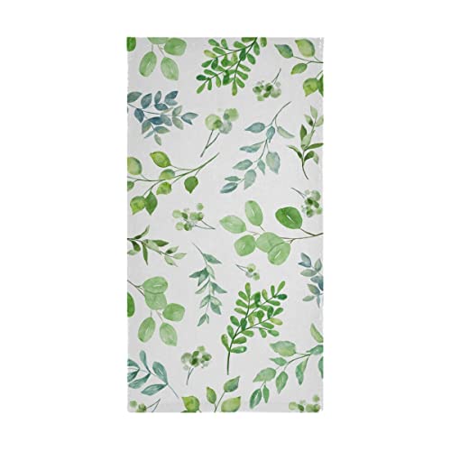 Green Leaves Hand Towels 2 Pcs Tropical Plant Soft Absorbent Face Towel Multipurpose for Hotel Gym Guest Home Decorative