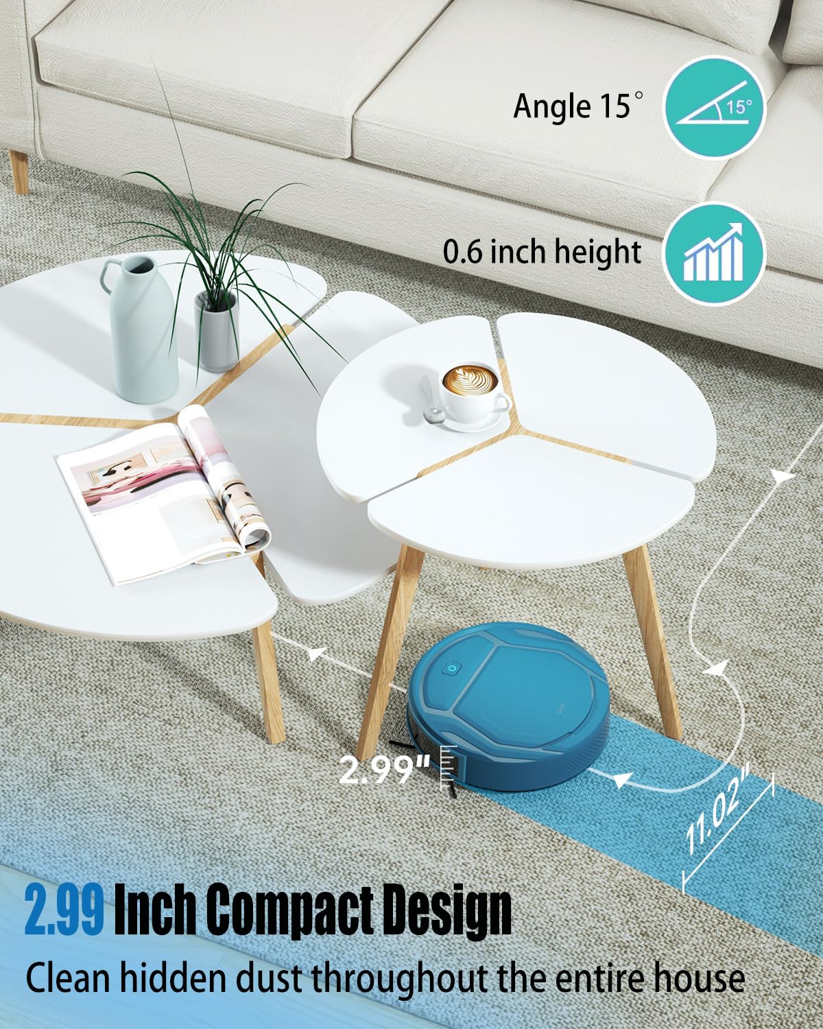 OKP Robotic Vacuum Cleaner, WiFi/App/Alexa, Robot Vacuum Cleaner with Schedule, Accurate Obstacle Crossing, Self-Charging, Slim Design, Quiet, Perfect for Hard Floors, Pet Hair, Carpets