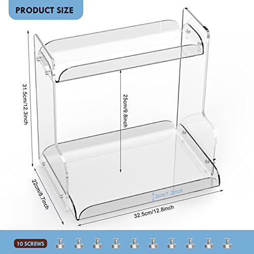 2 Tier Bathroom Countertop Organizer, Acrylic Vanity Tray for Spice Rack, Storage Shelf, Cosmetic & Make-up Storage, Under Sink Organizer for Bathroom, Kitchen, Living Room, Bedroom, Dressing Table