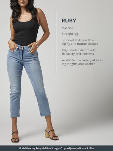 JAG Jeans Women's Plus Size Ruby Mid Rise Straight Leg Jeans, Thorne Blue, 16 Plus