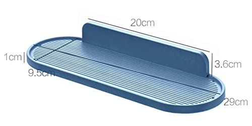 Fineget Floating Shelves Wall Mount Shelf Adhesive Soap Shower Shelves Plastic Shower Caddy for Bathroom Kitchen Bedroom Living Room Rustproof No Drilling Storage Organizer Sea-Blue 2 Pack