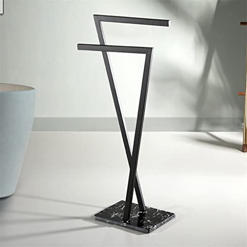 TJLSS Floor Towel Rack Stainless Steel Black Bathtub Rack Creative Bathroom Bathrobe Rack Towel Bar Bath Towel Rack
