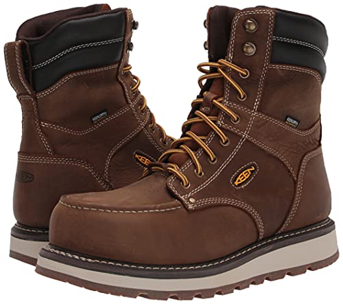 KEEN Utility Men's Cincinnati 8" Waterproof Composite Toe Wedge Work Boots, Belgian/Sandshell, Numeric_11 Wide