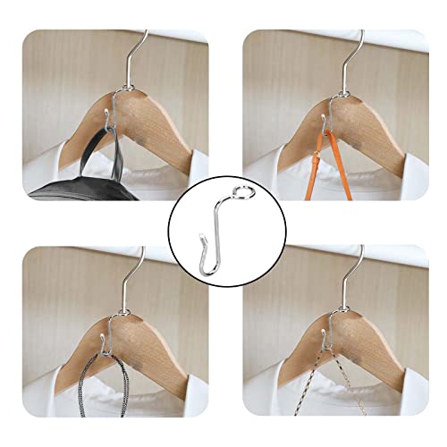 50 Pieces Clothes Hanger Connector Hooks Upgraded Metal Velvet Hanger Extender Hooks for Different Thickness Hangers, Organizer and Storage for Closet(Silver)