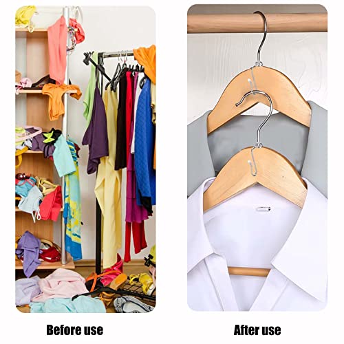 50 Pieces Clothes Hanger Connector Hooks Upgraded Metal Velvet Hanger Extender Hooks for Different Thickness Hangers, Organizer and Storage for Closet(Silver)