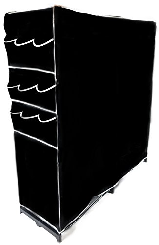 ATHome Lightweight, Durable, Sturdy, Dust and Moisture Proof, Easy Open T-Zipper, Portable Closet Wardrobe, 60 inches, Black