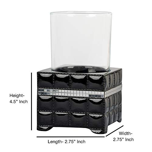 nu steel GB-8PC/SET Giraffe Black Bath Accessory Set for Vanity Countertops 8 Piece Includes Cotton Container, Dish,Toothbrush, Tumbler,soap Lotion,Waste Basket,Tissue Box Holder,Tray-Resin, 8