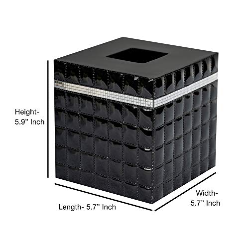 nu steel GB-8PC/SET Giraffe Black Bath Accessory Set for Vanity Countertops 8 Piece Includes Cotton Container, Dish,Toothbrush, Tumbler,soap Lotion,Waste Basket,Tissue Box Holder,Tray-Resin, 8