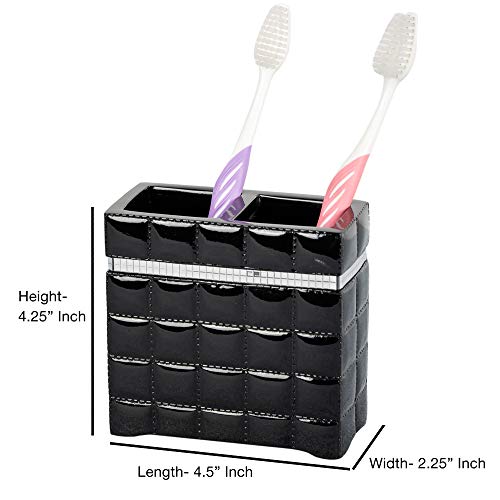 nu steel GB-8PC/SET Giraffe Black Bath Accessory Set for Vanity Countertops 8 Piece Includes Cotton Container, Dish,Toothbrush, Tumbler,soap Lotion,Waste Basket,Tissue Box Holder,Tray-Resin, 8