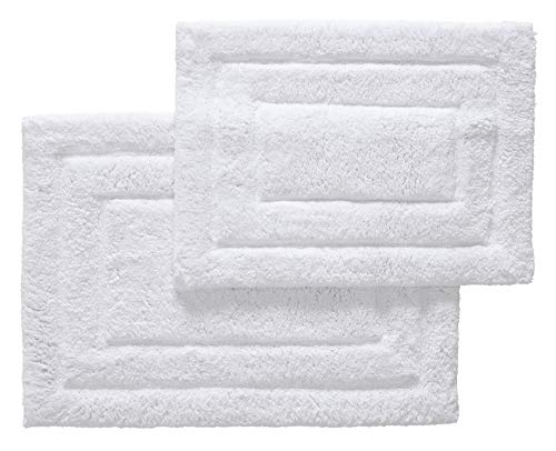 Cotton Bathroom Rugs Set, 2 pc (20"x30" and 17"x24") - Soft Plush 2800 GSM, Super Thick and Absorbent - Matches Our 804 GSM and 703 GSM Bathroom Towels Set (White)
