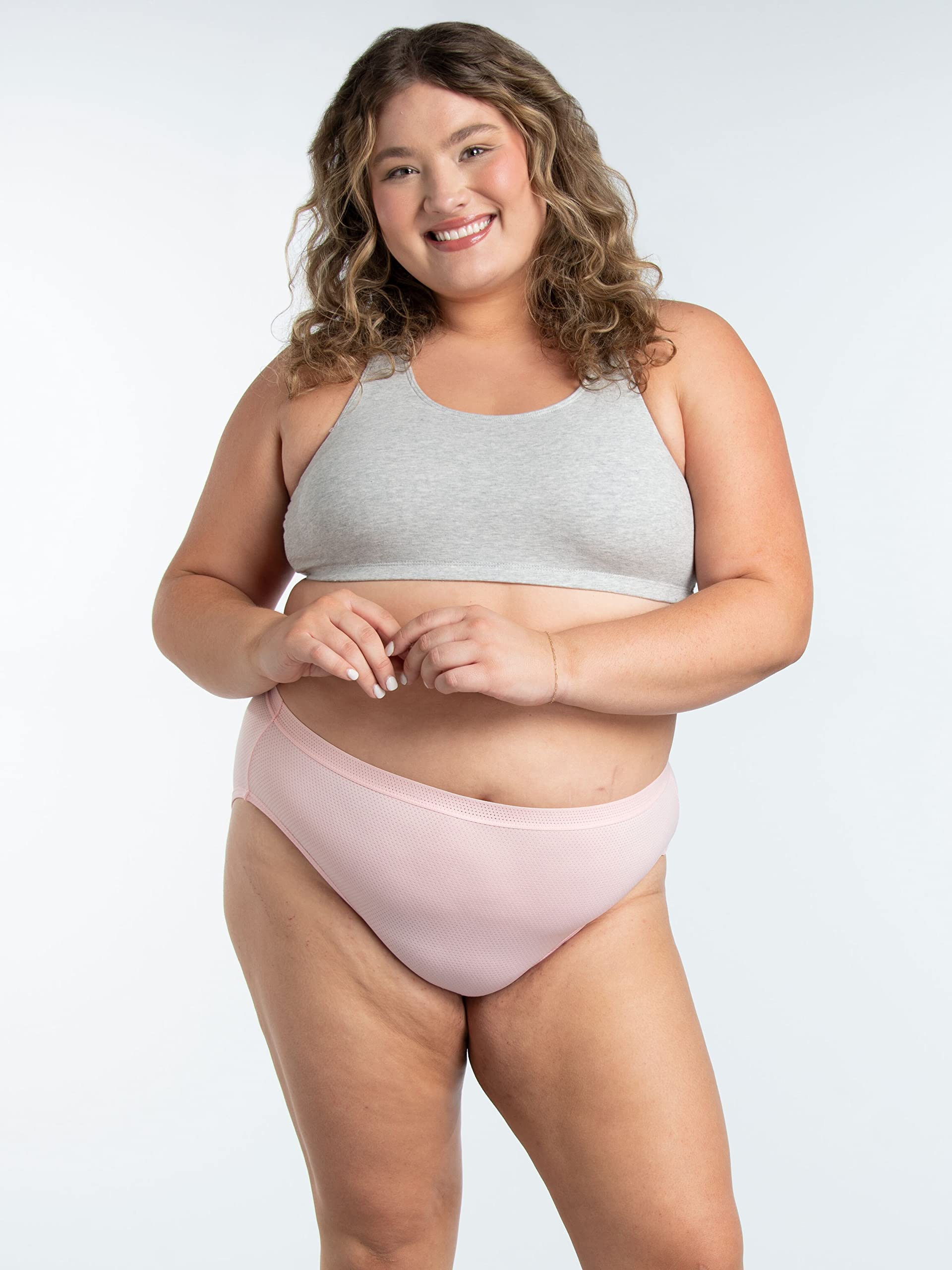 Fruit of the Loom Women's Size Underwear, Designed to Fit Your Curves, Hi Cut-Breathable Micro Mesh-Assorted, 13 Plus