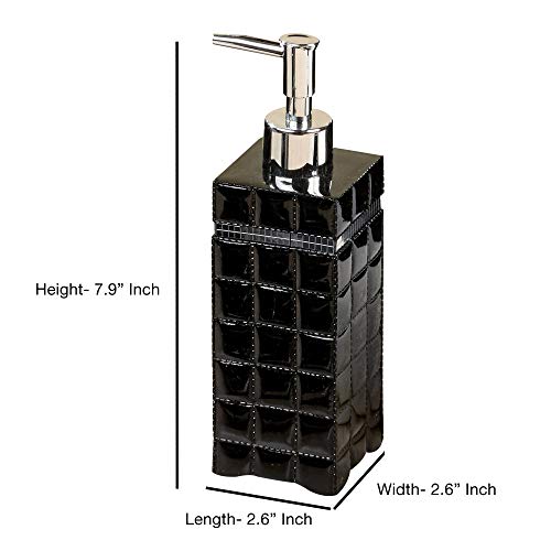 nu steel GB-8PC/SET Giraffe Black Bath Accessory Set for Vanity Countertops 8 Piece Includes Cotton Container, Dish,Toothbrush, Tumbler,soap Lotion,Waste Basket,Tissue Box Holder,Tray-Resin, 8