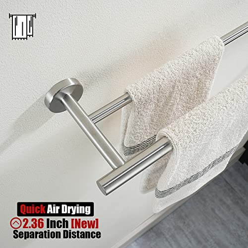 JQK Bathroom Hardware Set, 5-Piece Bath Towel Bar Accessory Set Brushed Steel Towel Rack Holder Wall Mount, BAS105-BN