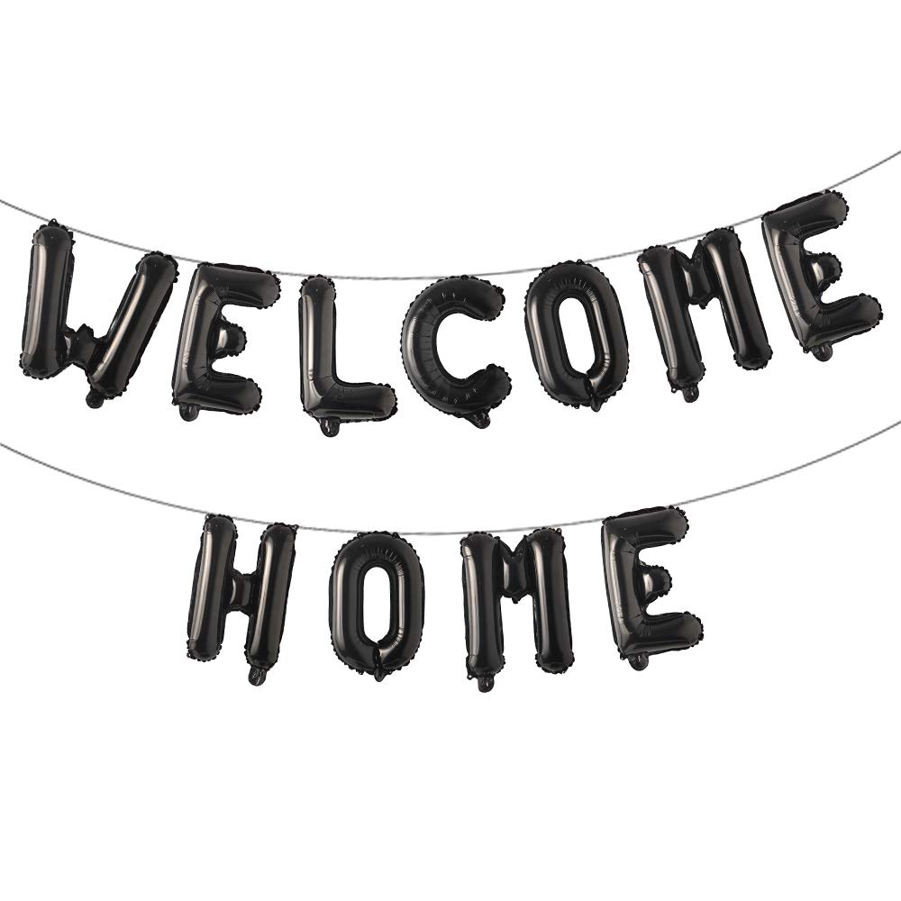 16 inch Welcome Home Balloon Banner Style Balloons Foil Letter Balloon Anniversary Celebration Party Decorations (WELCOME HOME BLACK)