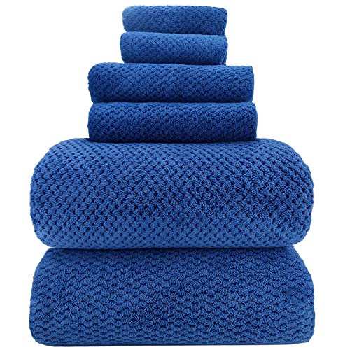 YTYC Towels,39x78 Inch Oversized Bath Sheets Towels for Adults Luxury Bath Towels Extra Large Sets for Bathroom Super Soft Highly Absorbent Microfiber Shower Towels 80% Polyester (Blue,6 Piece)
