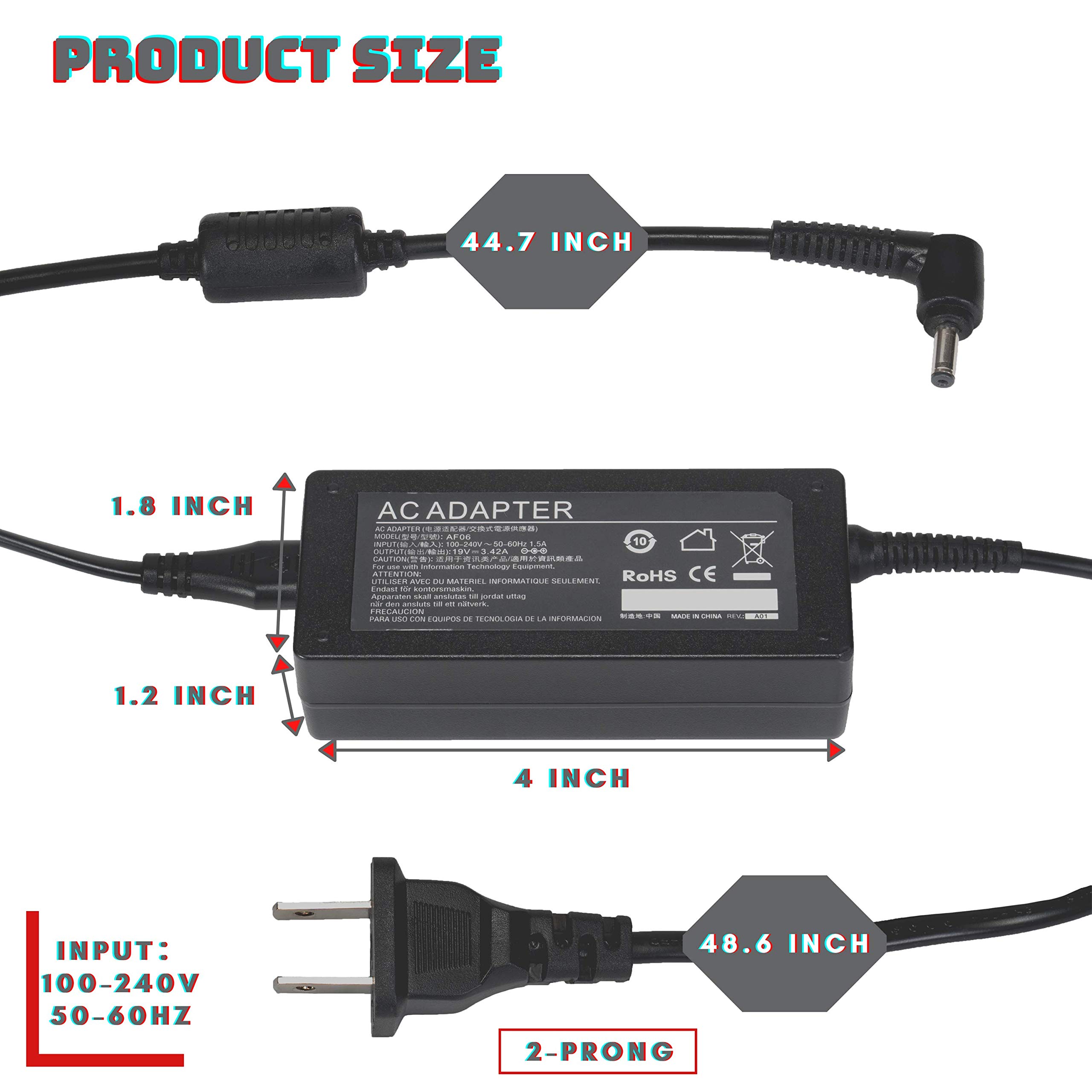19V 3.42A 65W Replacement Laptop Battery Charger for Samsung Notebook 9 Pro NP940X5N Ac Adapter Power Supply Cord (3.01.0 mm)