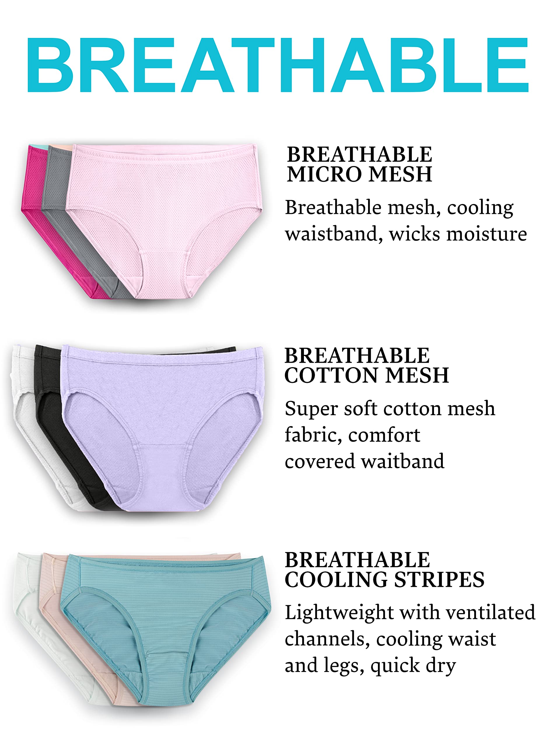 Fruit of the Loom Women's Size Underwear, Designed to Fit Your Curves, Hi Cut-Breathable Micro Mesh-Assorted, 13 Plus
