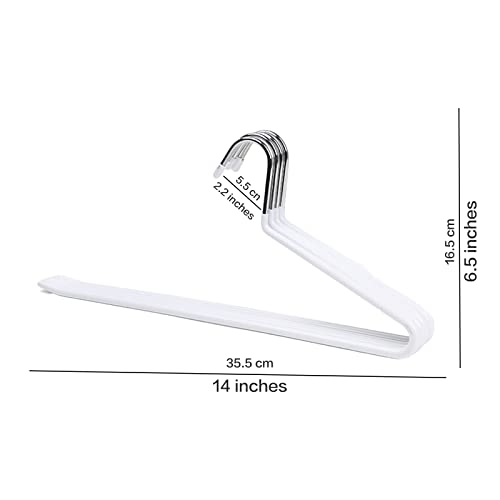 YQMY Pants Hangers Slack/Trousers Hangers 10 Pack, Open Ended Design Space Saving Slim Strong and Durable Anti-Rust Chrome Metal Hangers (White Heavy Duty)