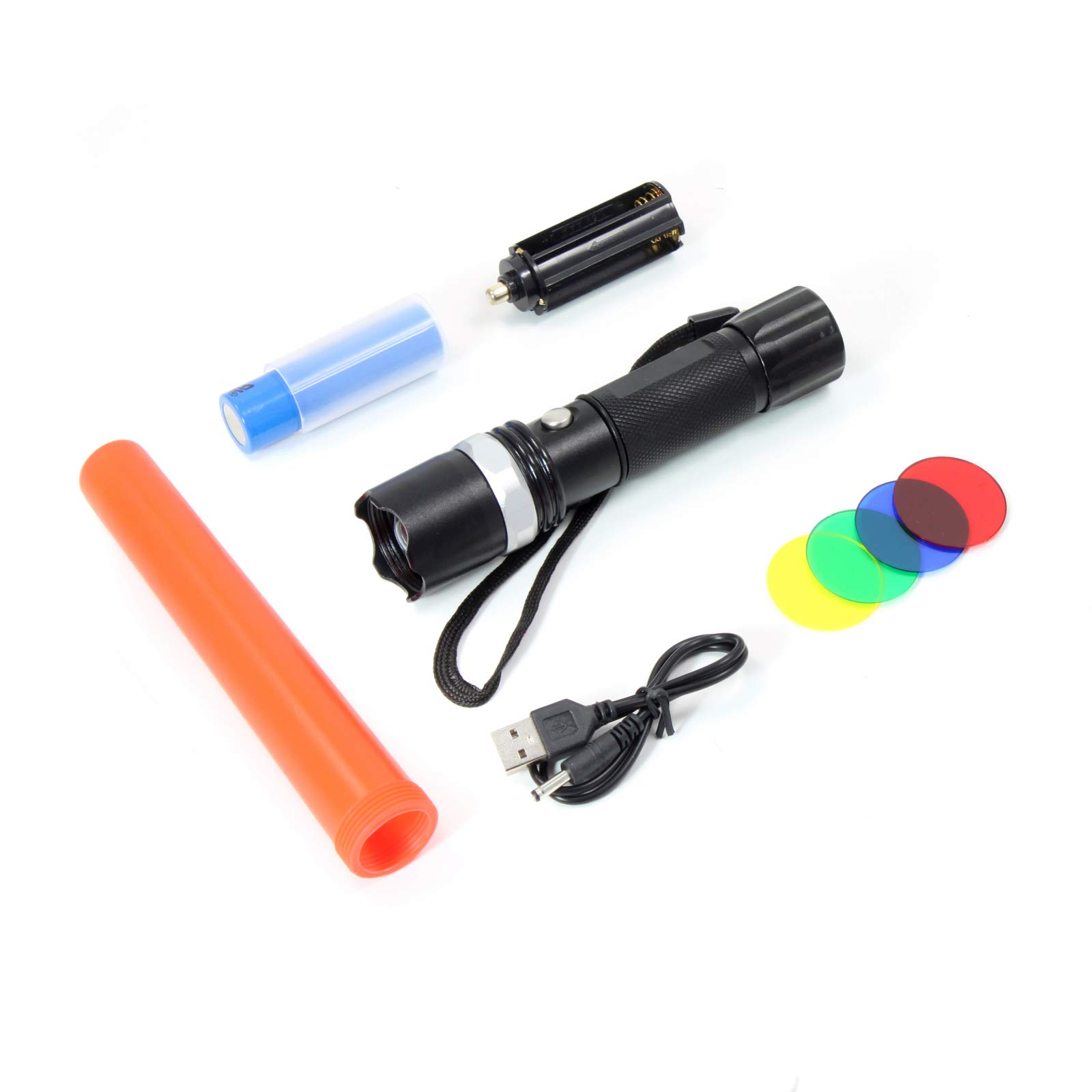 ASR Federal 300 Lumens Adjustable LED Flashlight Set with Rechargeable Batteries and Traffic Wand, 10pc