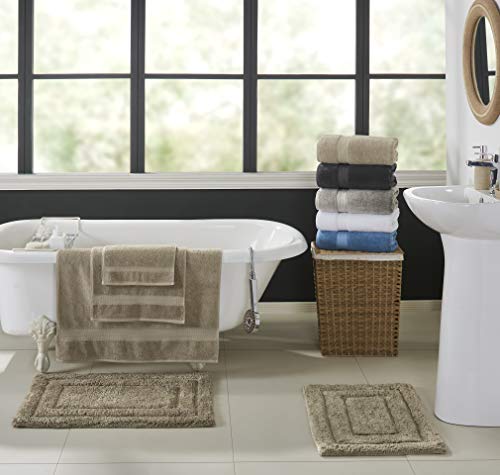 Cotton Bathroom Rugs Set, 2 pc (20"x30" and 17"x24") - Soft Plush 2800 GSM, Super Thick and Absorbent - Matches Our 804 GSM and 703 GSM Bathroom Towels Set (White)