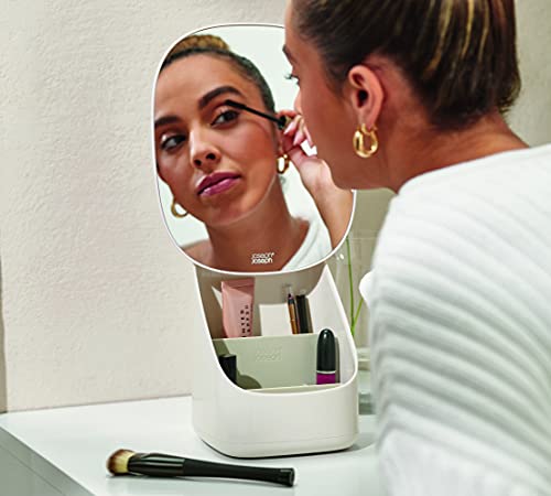 Joseph Joseph Viva Makeup Cosmetic Storage Organizer, Large with Mirror, Shell