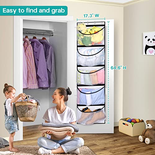 KEETDY 5 Pockets Over the Door Organizer and 5 Large Pockets Over the Door Organizer Hanging Door Storage for Closet