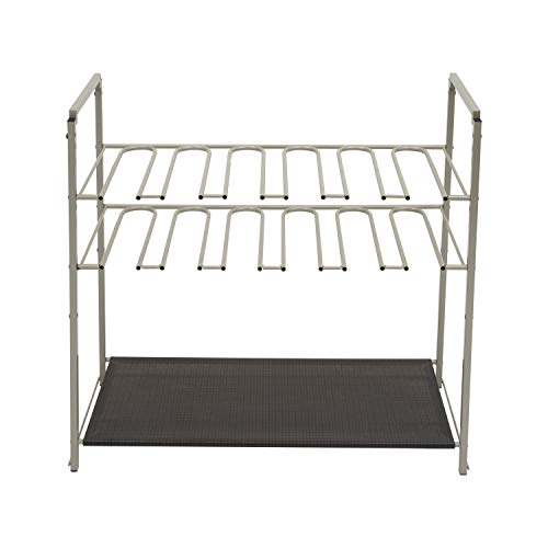 Organize It All 6 Pair Boot Rack | Dimensions: 27.76 x 10.63 x 25.12 | Stackable | Space Saving | Closet Storage |Durable| Sliver | Brown